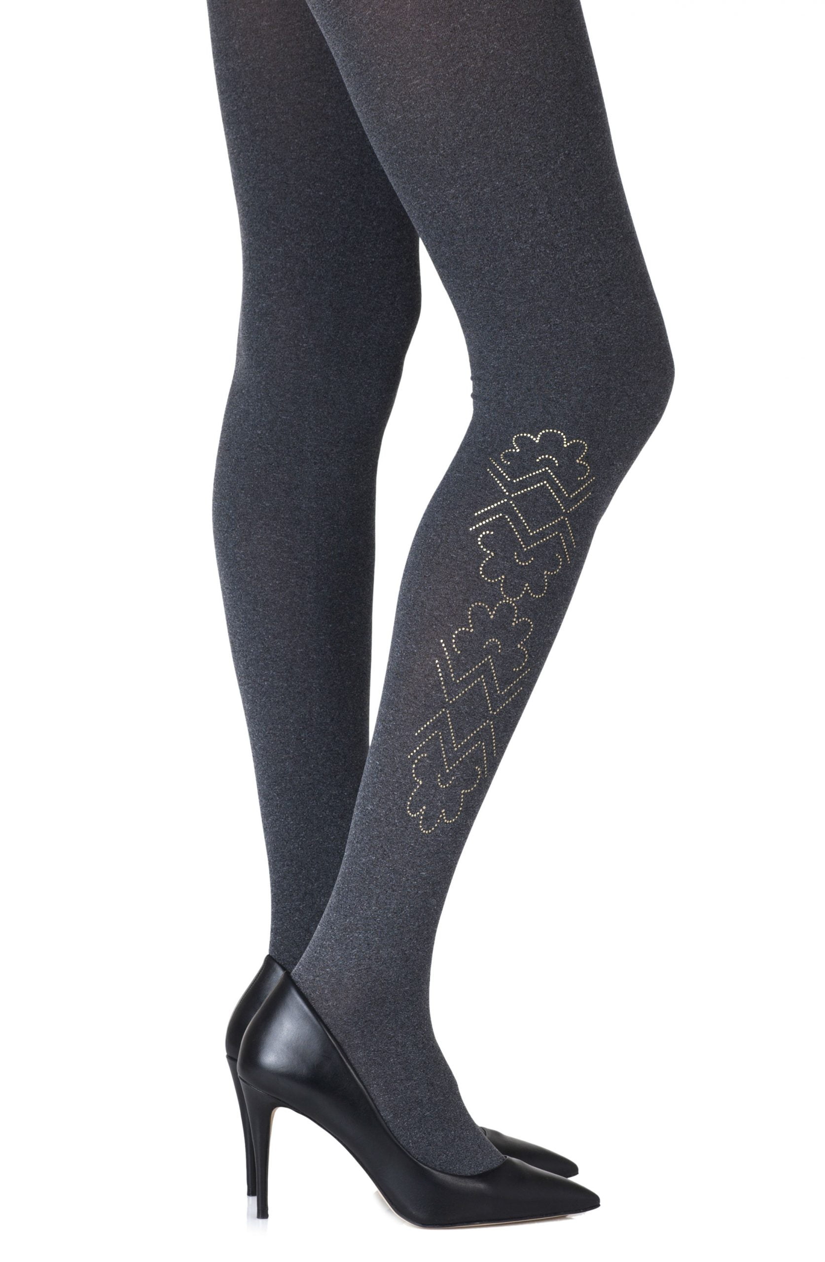 Zohara “Caught In The Metal” Heather Grey Print Tights – Alterego Lingerie